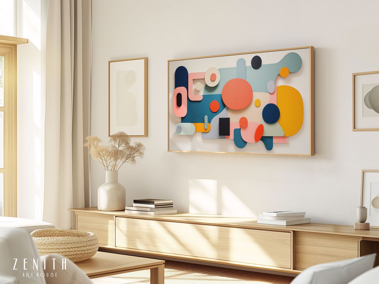 Felt Fabric Geometric Abstract Sculpture, Samsung FRAME TV Art, Modern ...
