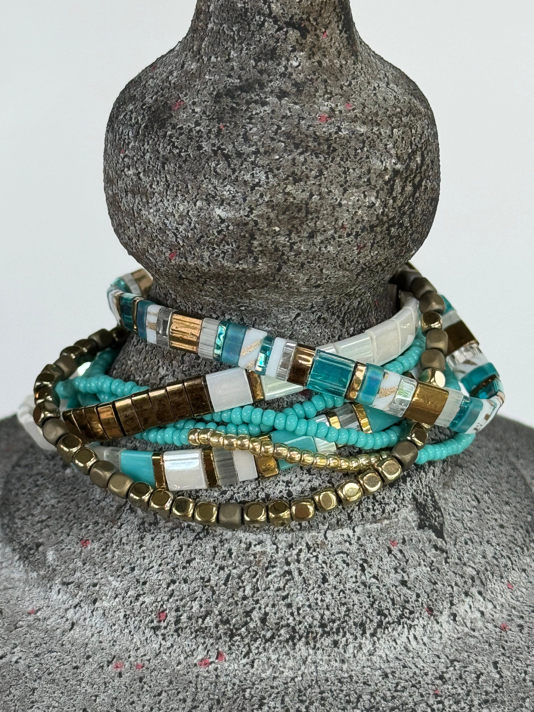 Miyuki Tila Bead Stacking Stretch Bracelets - Caribbean Breezes ...