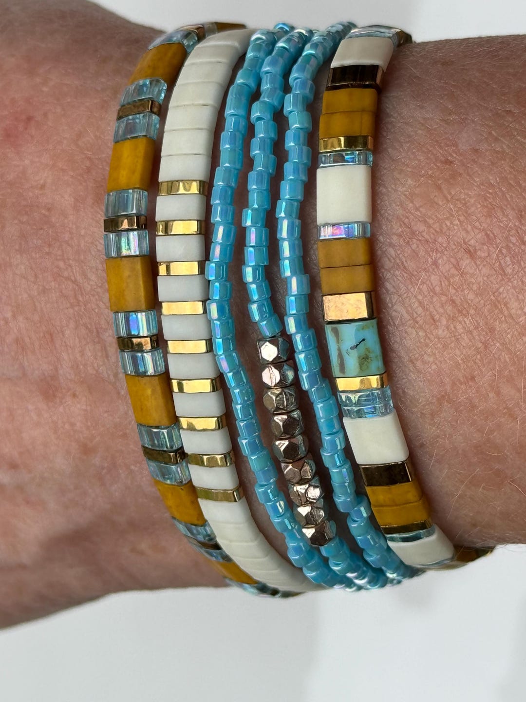 Miyuki Tila Bead Stacking Stretch Bracelets - Seaside Collection - Etsy