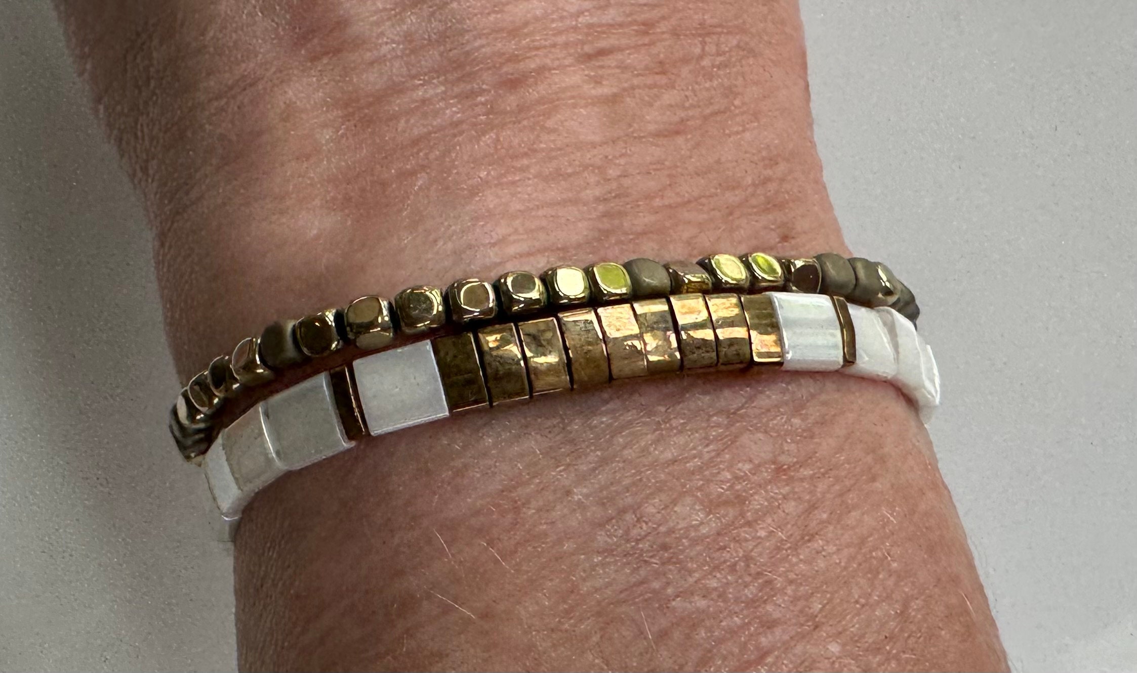 Miyuki Tila Bead Stacking Stretch Bracelets - Caribbean Breezes ...