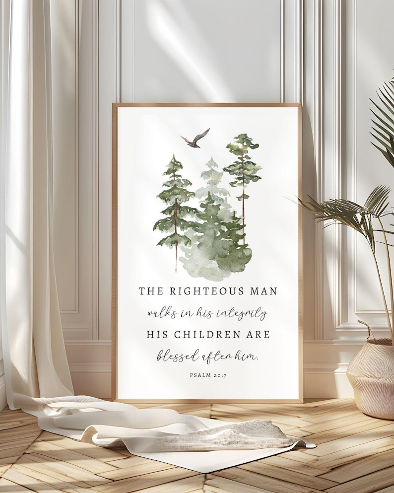 Proverbs 20:7 the Righteous Man Bible Quote Bible Verse Wall Art ...