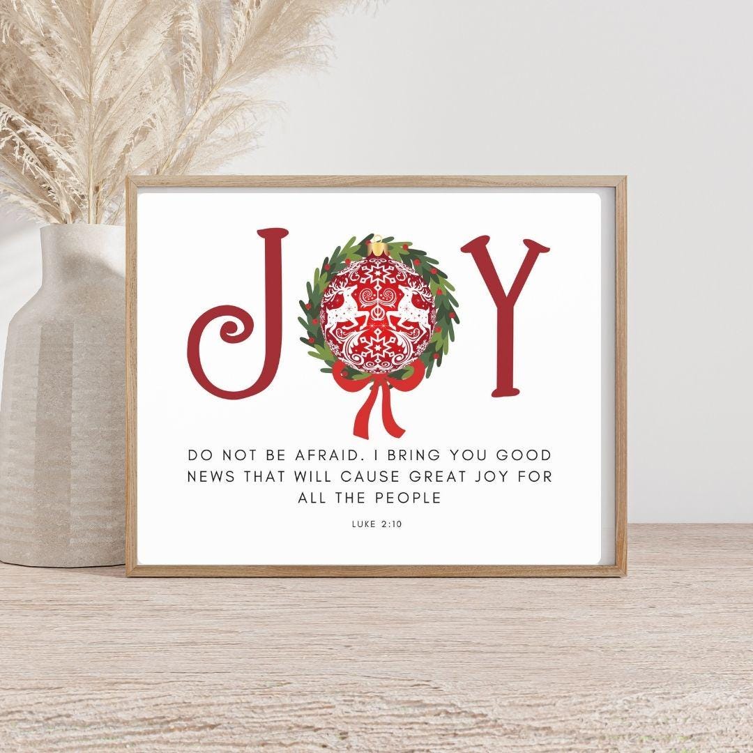 Joy Christmas Printable: Bible Verse Holiday Wall Art, Scripture ...