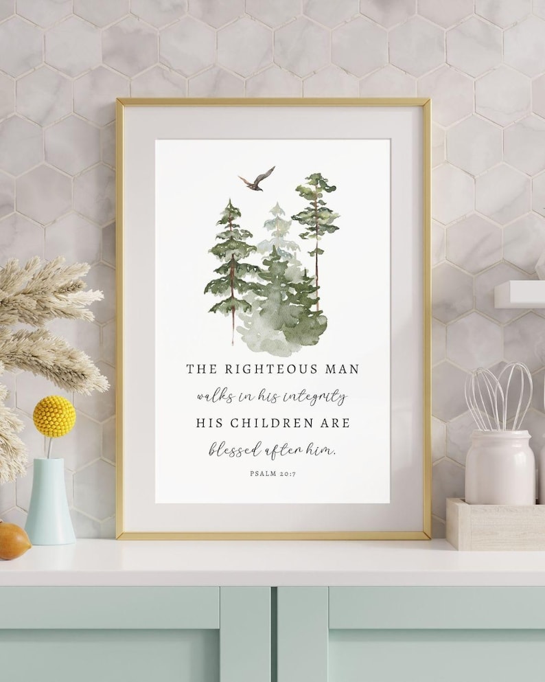 Proverbs 20:7 the Righteous Man Bible Quote Bible Verse Wall Art ...