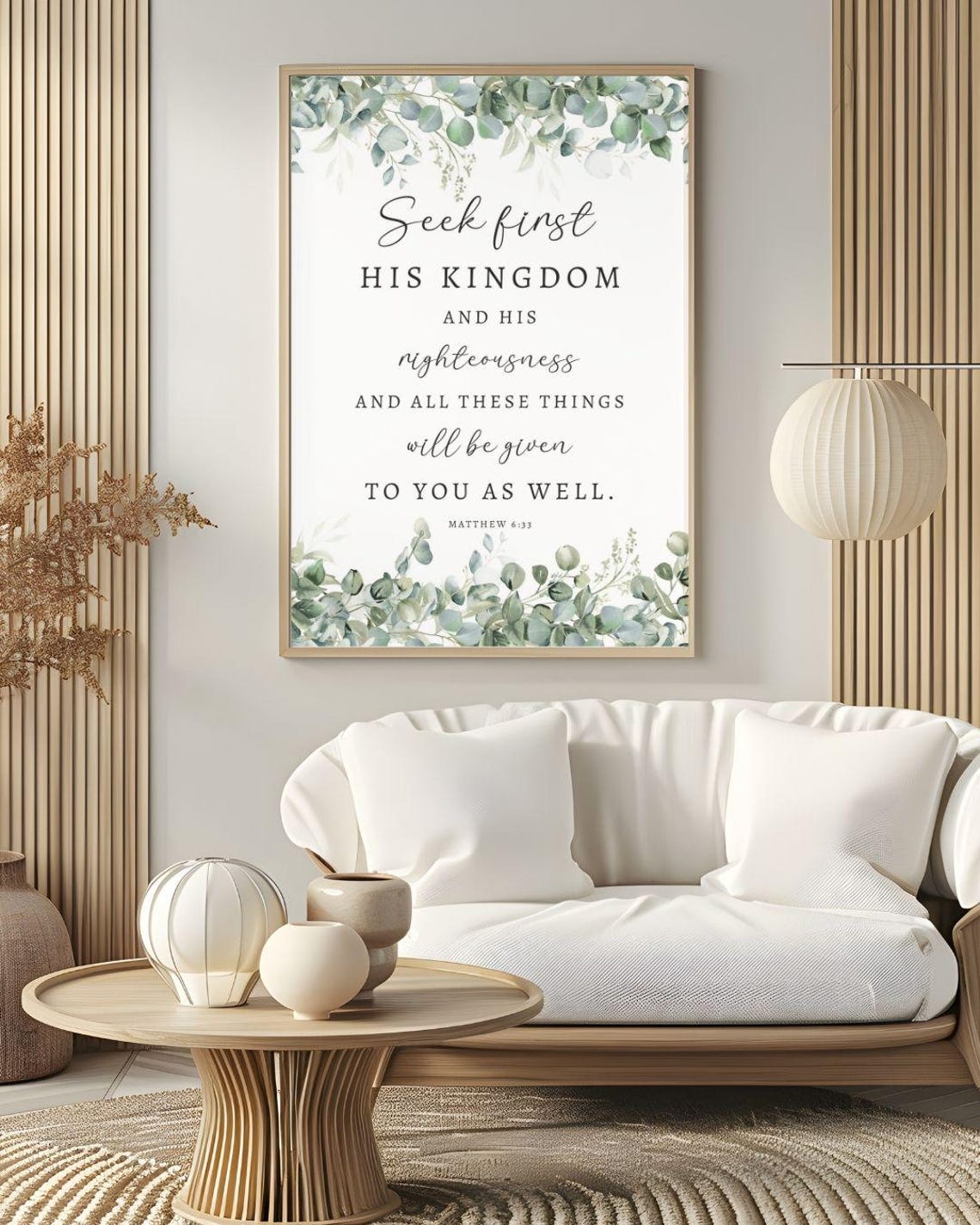 Matthew 6:33 Seek First His Kingdom Bible Quote, Bible Verse Wall Art ...