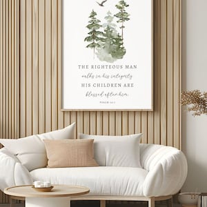 Proverbs 20:7 the Righteous Man Bible Quote Bible Verse Wall Art ...