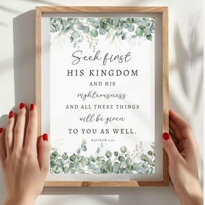 Matthew 6:33 Seek First His Kingdom Bible Quote, Bible Verse Wall Art ...