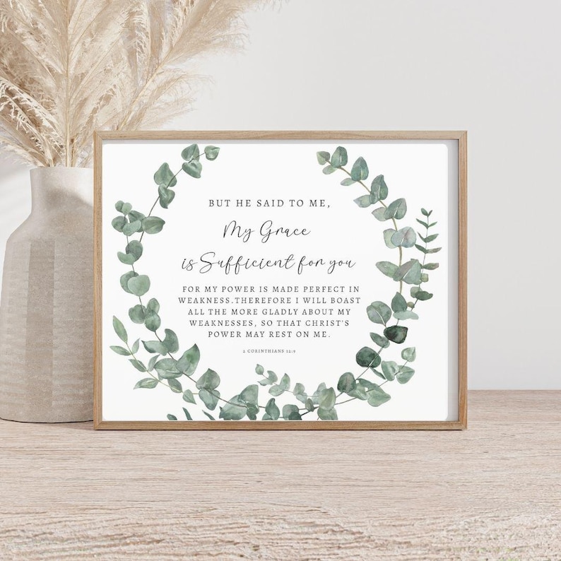 2 Corinthians 12:9 Bible Quote, Bible Verse Wall Art, Scripture Wall ...