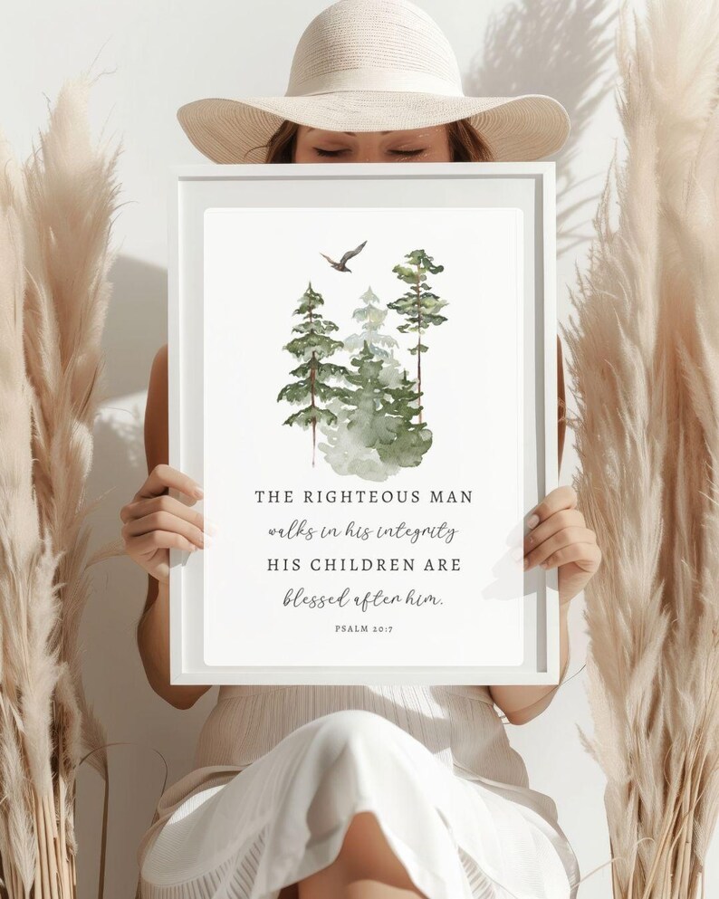 Proverbs 20:7 the Righteous Man Bible Quote Bible Verse Wall Art ...