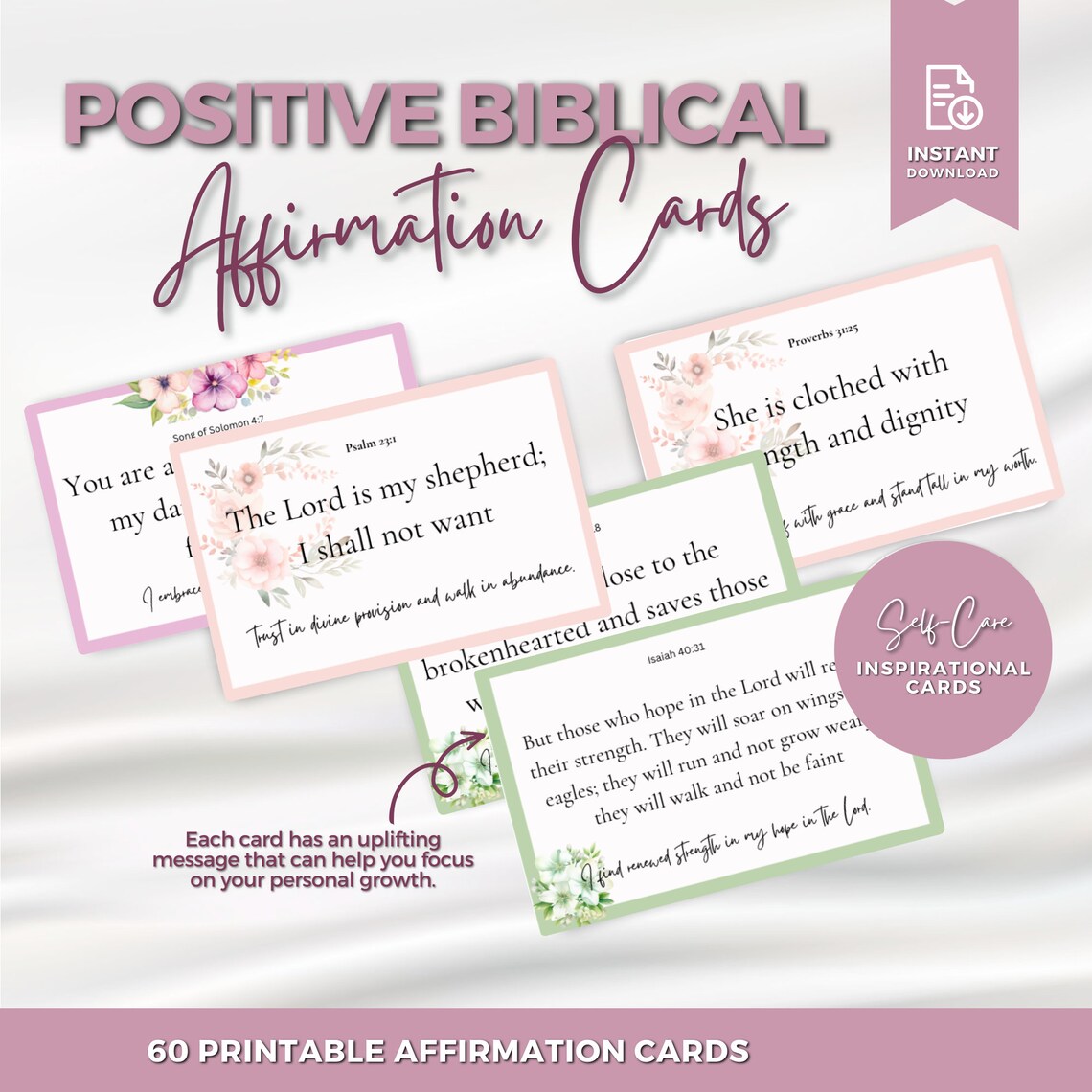 Biblical Affirmation Cards Self Care Inspirational Quotes for ...