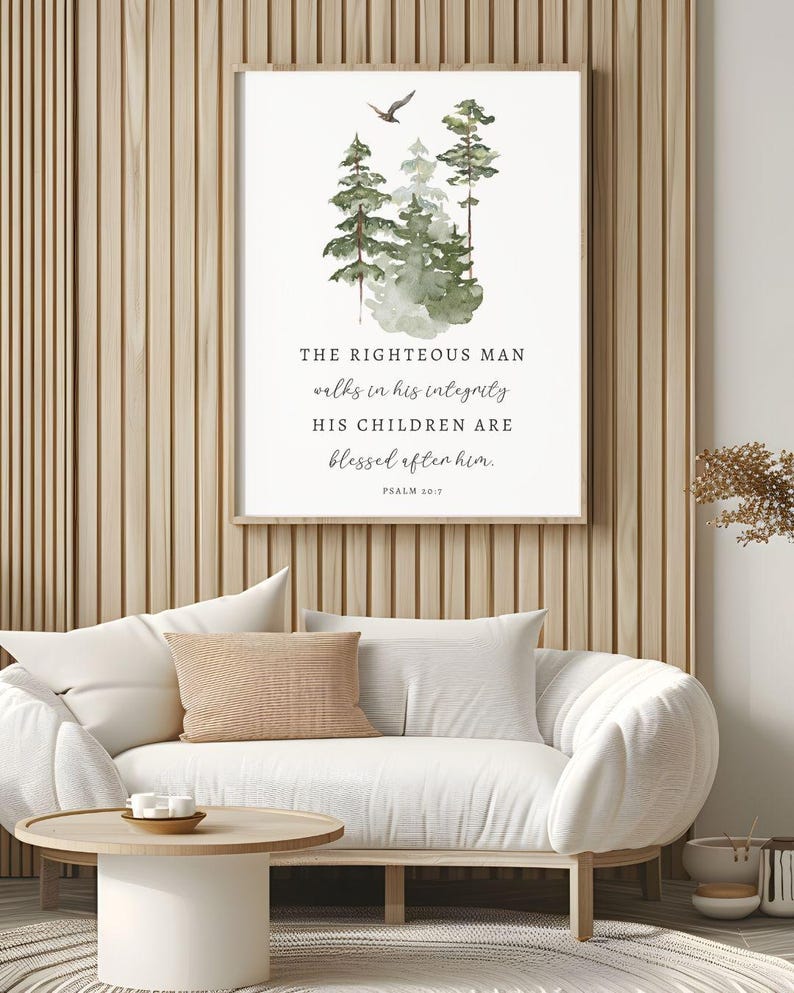 Proverbs 20:7 the Righteous Man Bible Quote Bible Verse Wall Art ...