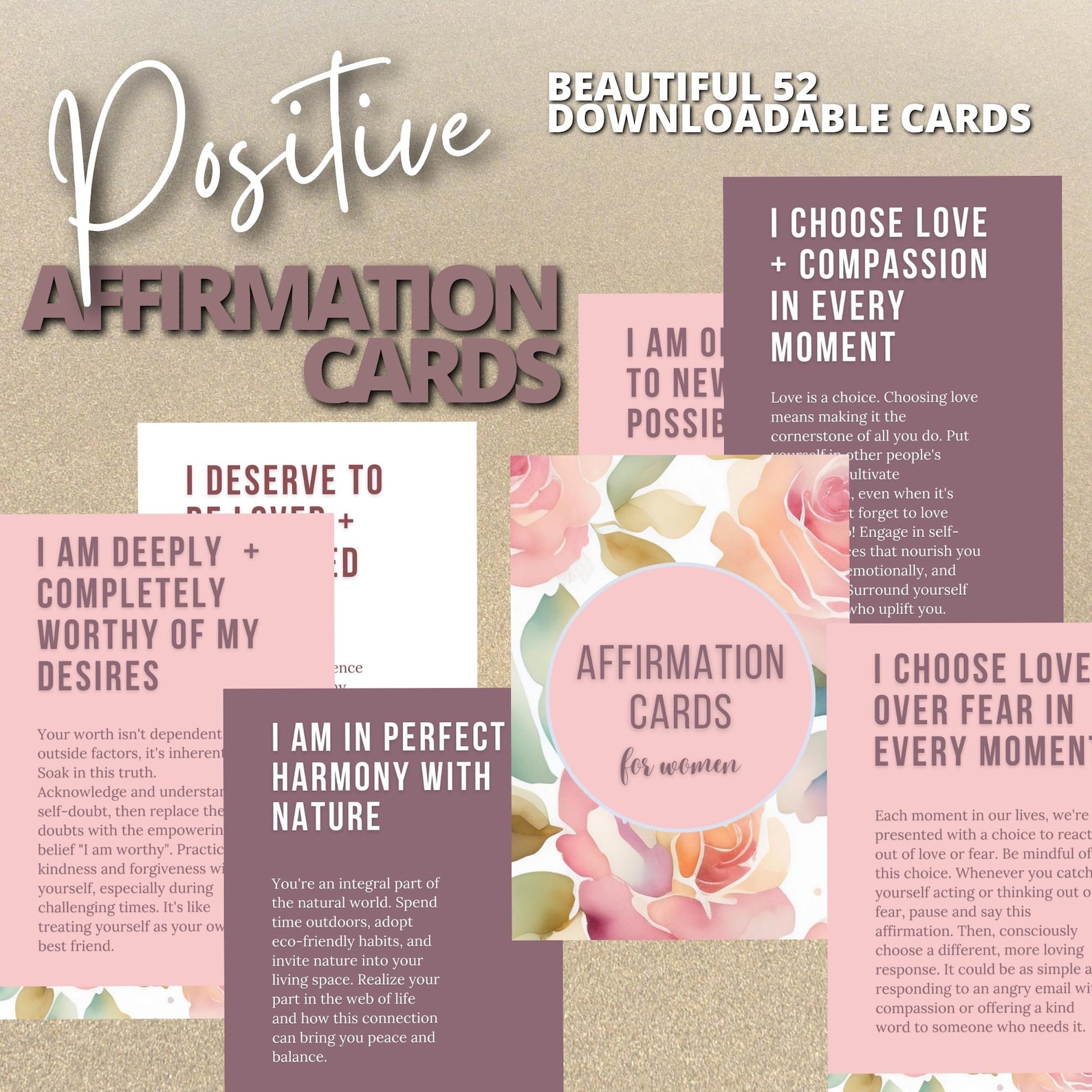 Affirmation Cards for Women Printable Cards Beautiful Digital Download ...