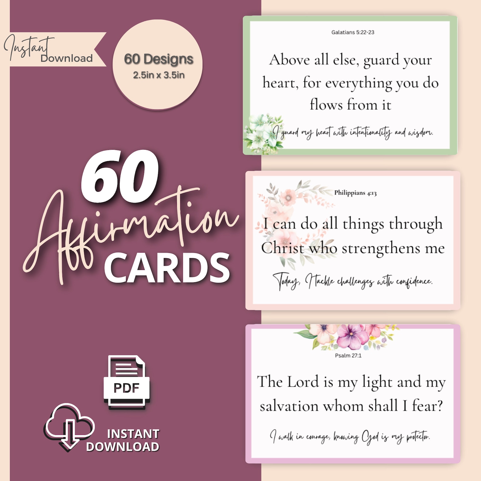 Biblical Affirmation Cards Self Care Inspirational Quotes for ...
