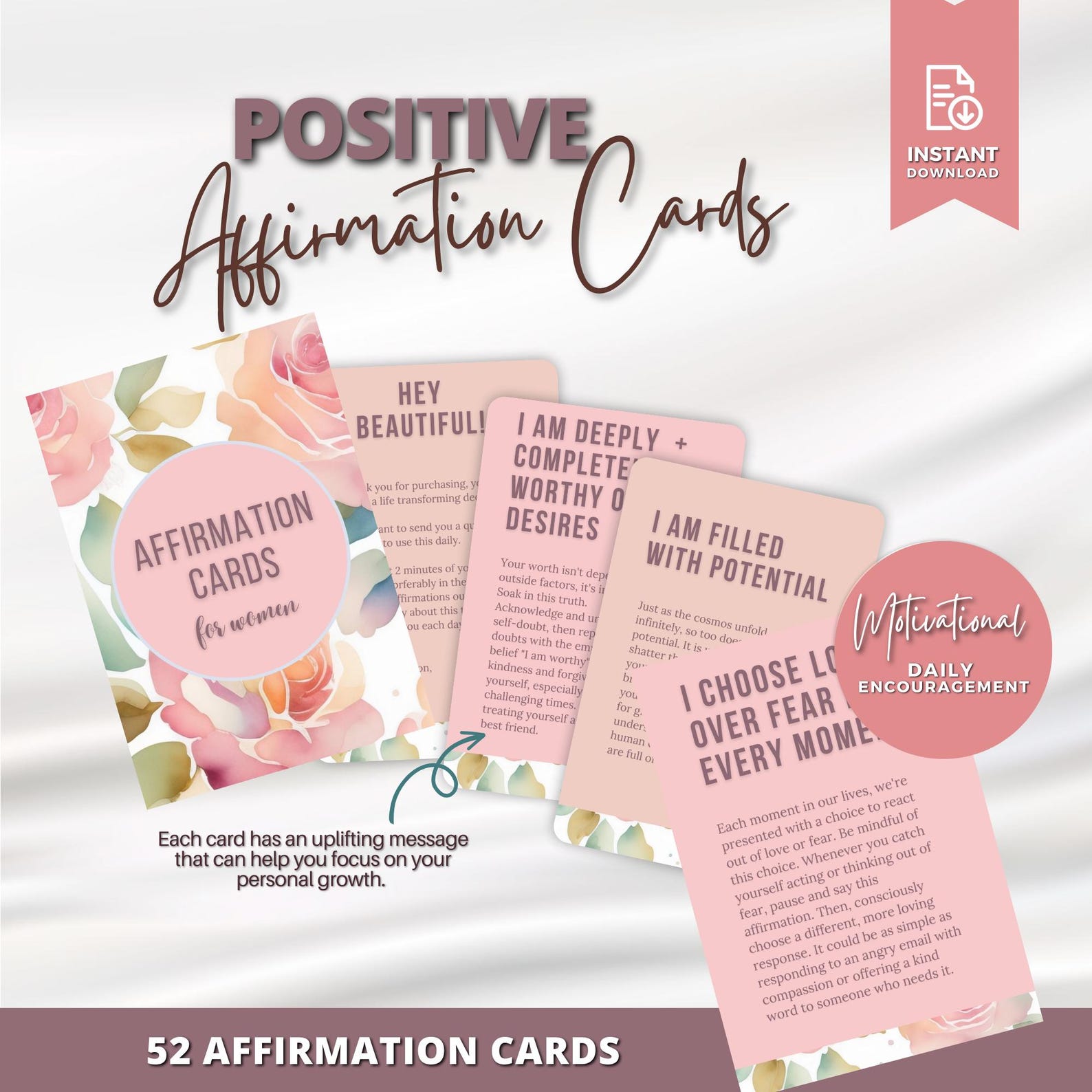 Affirmation Cards for Women Printable Cards Beautiful Digital Download ...