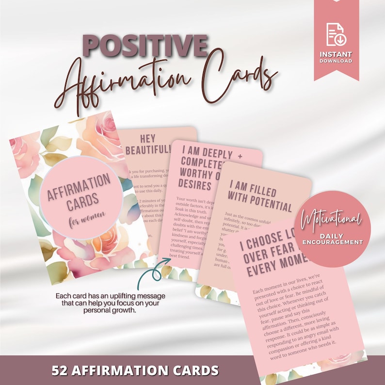 Affirmation Cards for Women Printable Cards Beautiful Digital Download ...