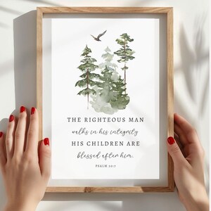 Proverbs 20:7 the Righteous Man Bible Quote Bible Verse Wall Art ...