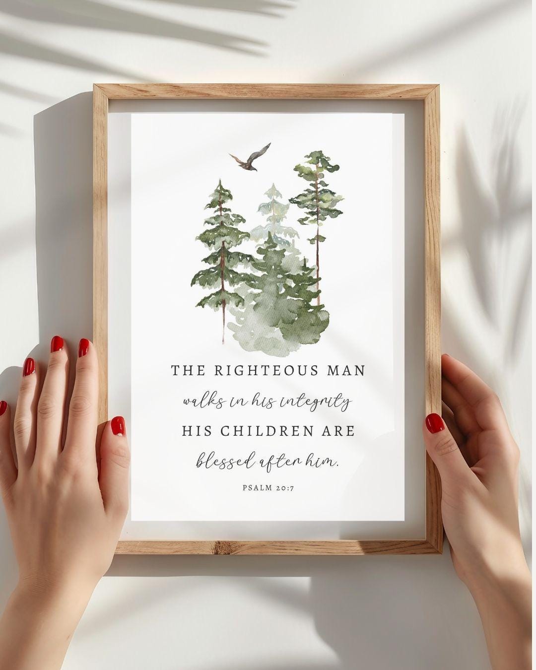 Proverbs 20:7 the Righteous Man Bible Quote Bible Verse Wall Art ...
