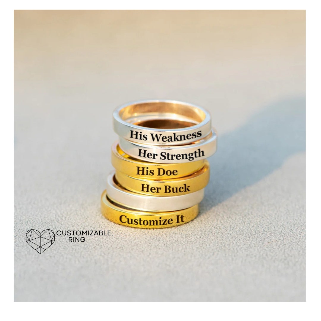 Custom Handwriting Ring Stackable Name Ring Tiny Initial Band Ring for ...