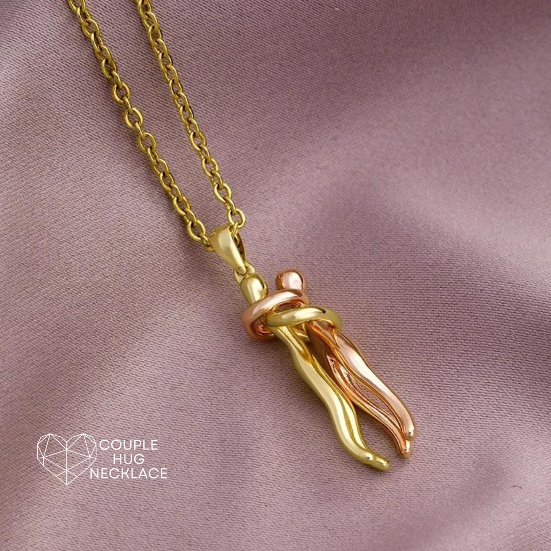 Couple Hug Necklace Lovers Hugging Pendant Valentine's Day Couple Gift ...
