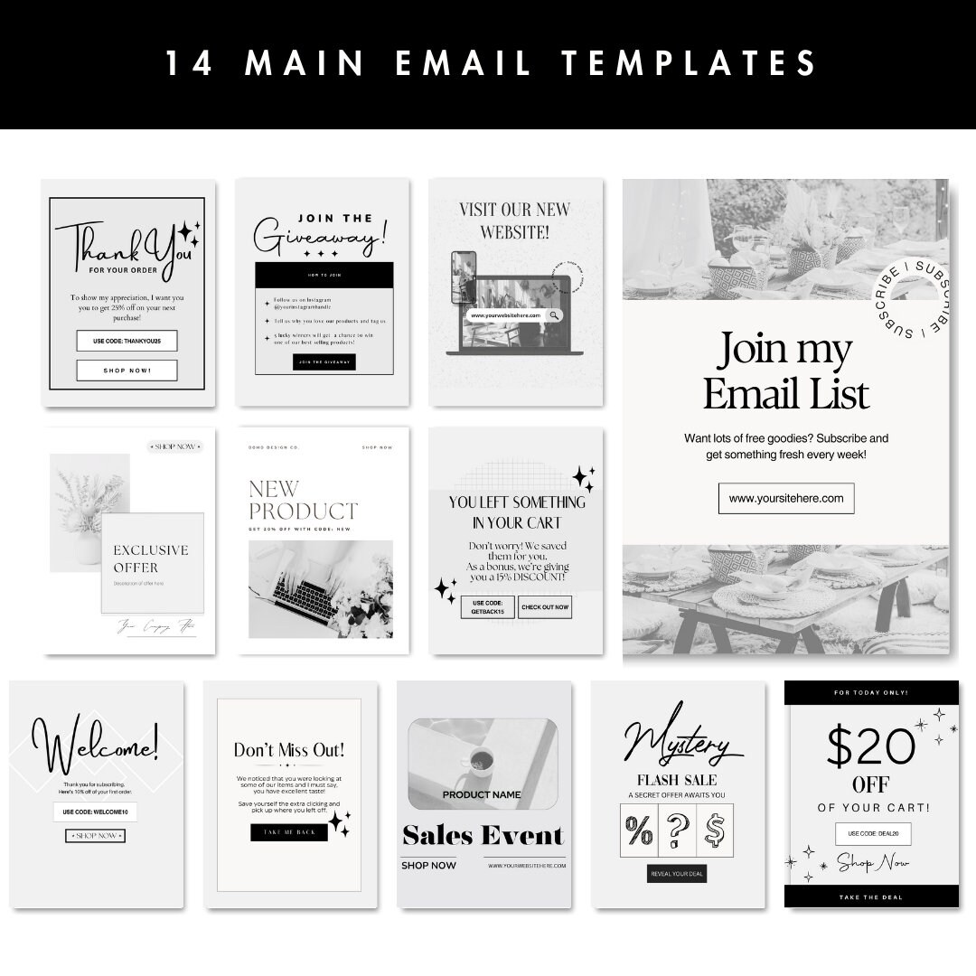 Minimalist Email Newsletter Templates, Black and White Design (canva ...