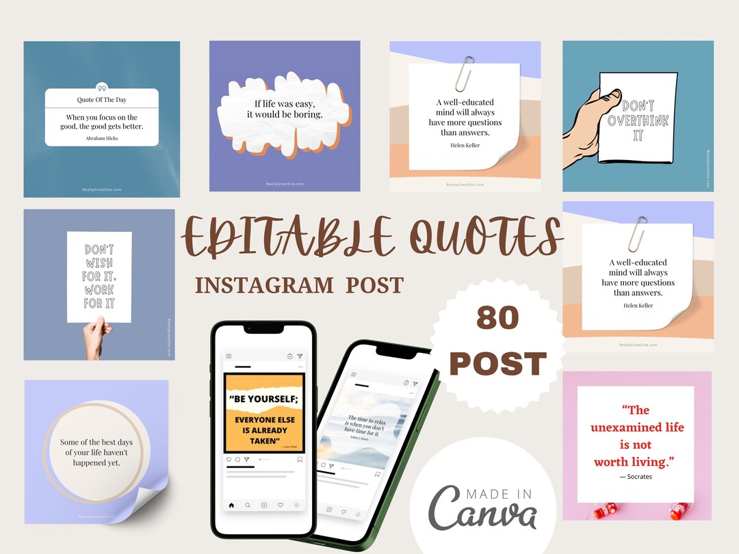 80 Instagram Quote Template| Inspirational Quote Post Template ...