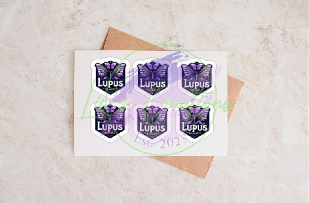 Purple Butterfly Lupus Support Stickers - Set of 6 (2.25") - Permanent ...