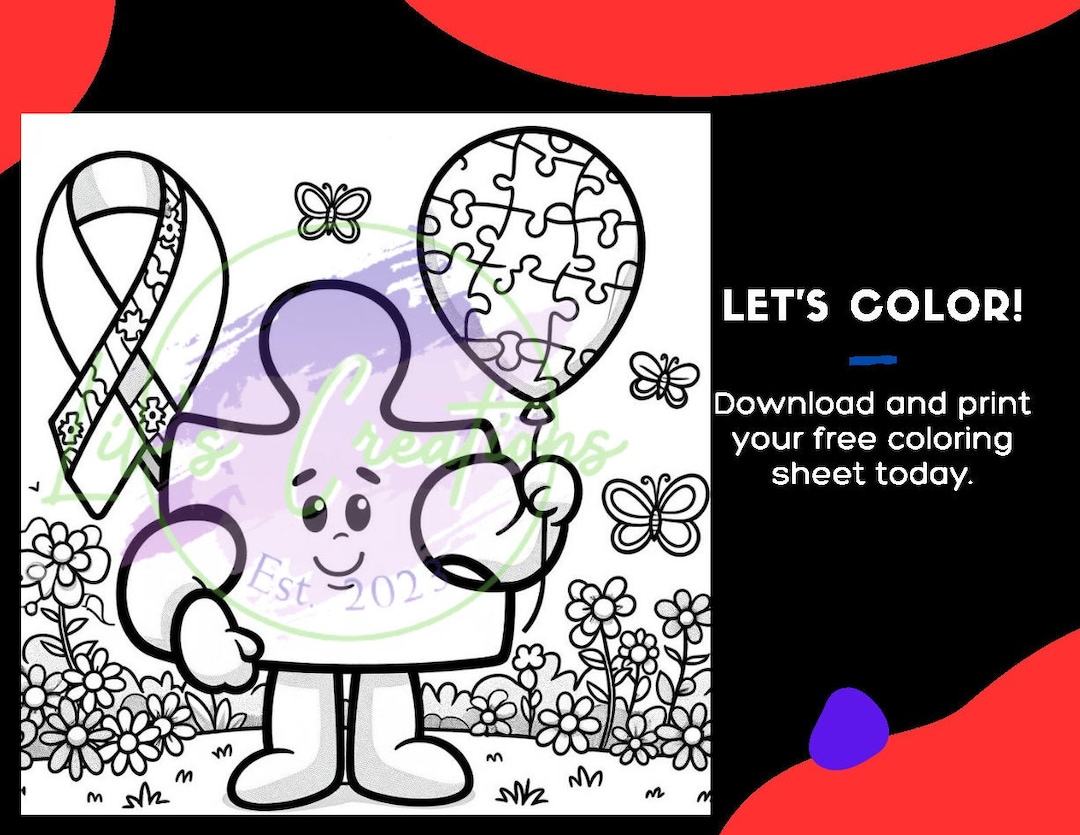 Autism Awareness Coloring Pages - "puzzle Piece Garden Adventure" - Etsy