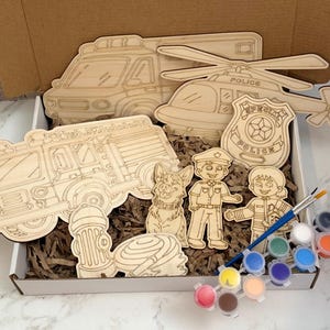 DIY First Responders Wood Paint Craft Kit, Kids Party Favor Activity ...