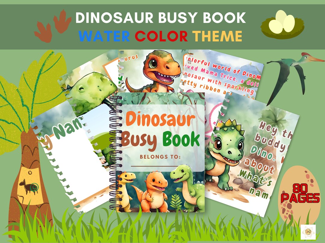 Editable/printable/personalized Busy Book Dinosaur Theme Template for ...