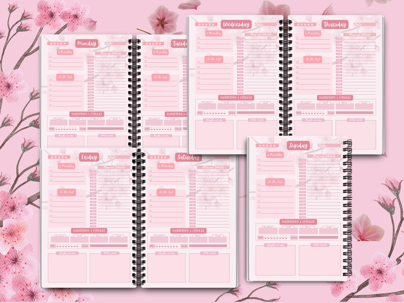 Printable Daily Planner Cherry Blossom Theme - Etsy