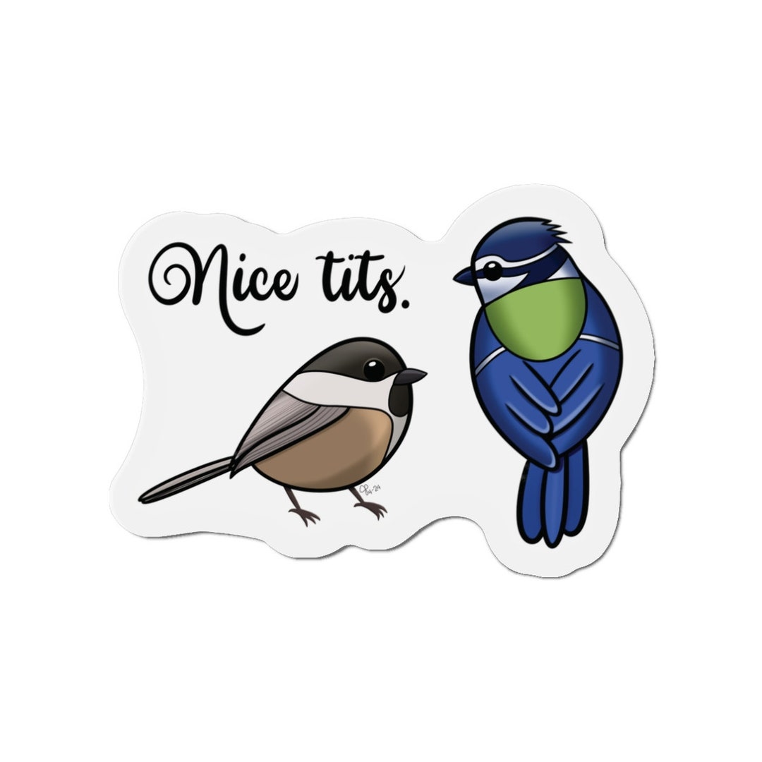 Die-cut Magnets, Nice Tits, Chickadee Magnet, Titmouse, Bird Lover, Tit ...