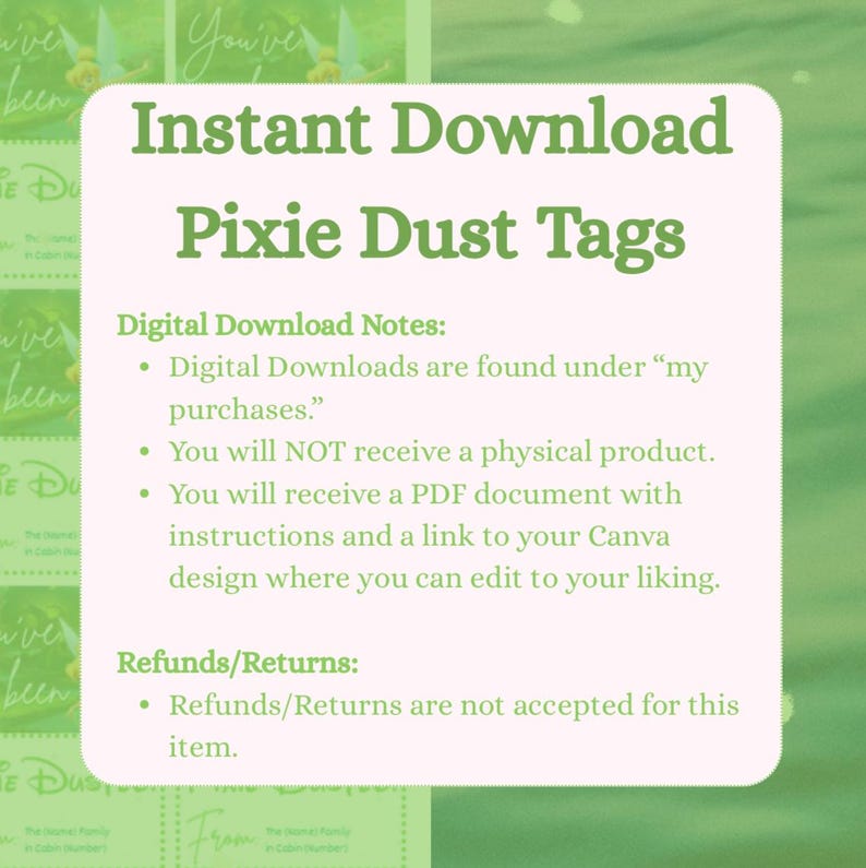 Pixie Dust Gift Tags – Disney Cruise Editable Canva Template ...