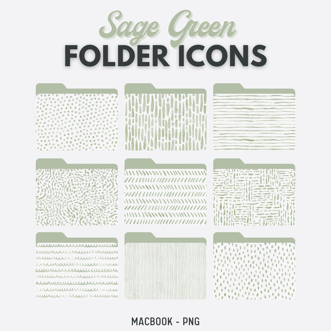 Sage Green Desktop Folder Icons for MacBook | Abstract Boho MacBook ...
