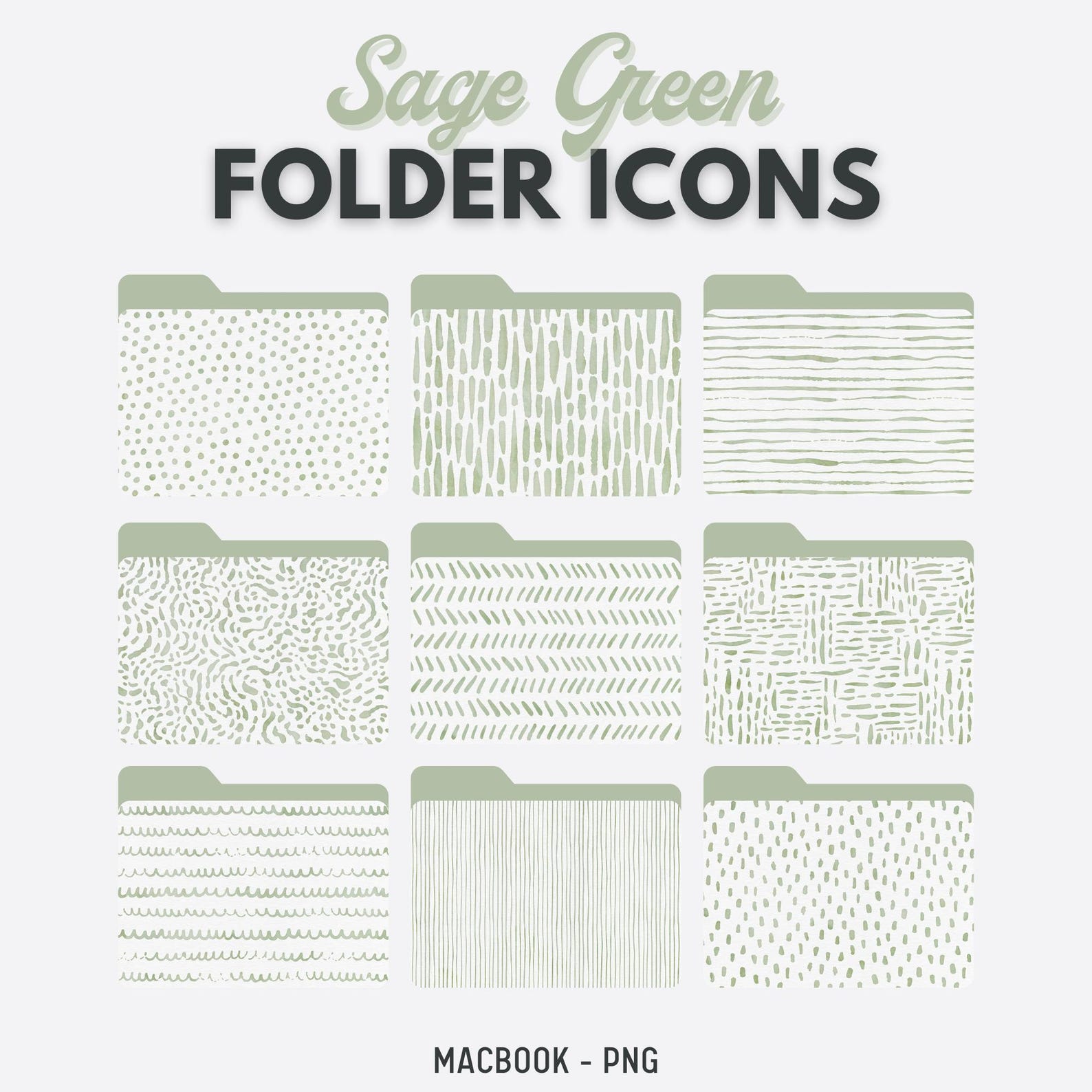 Sage Green Desktop Folder Icons for MacBook | Abstract Boho MacBook ...