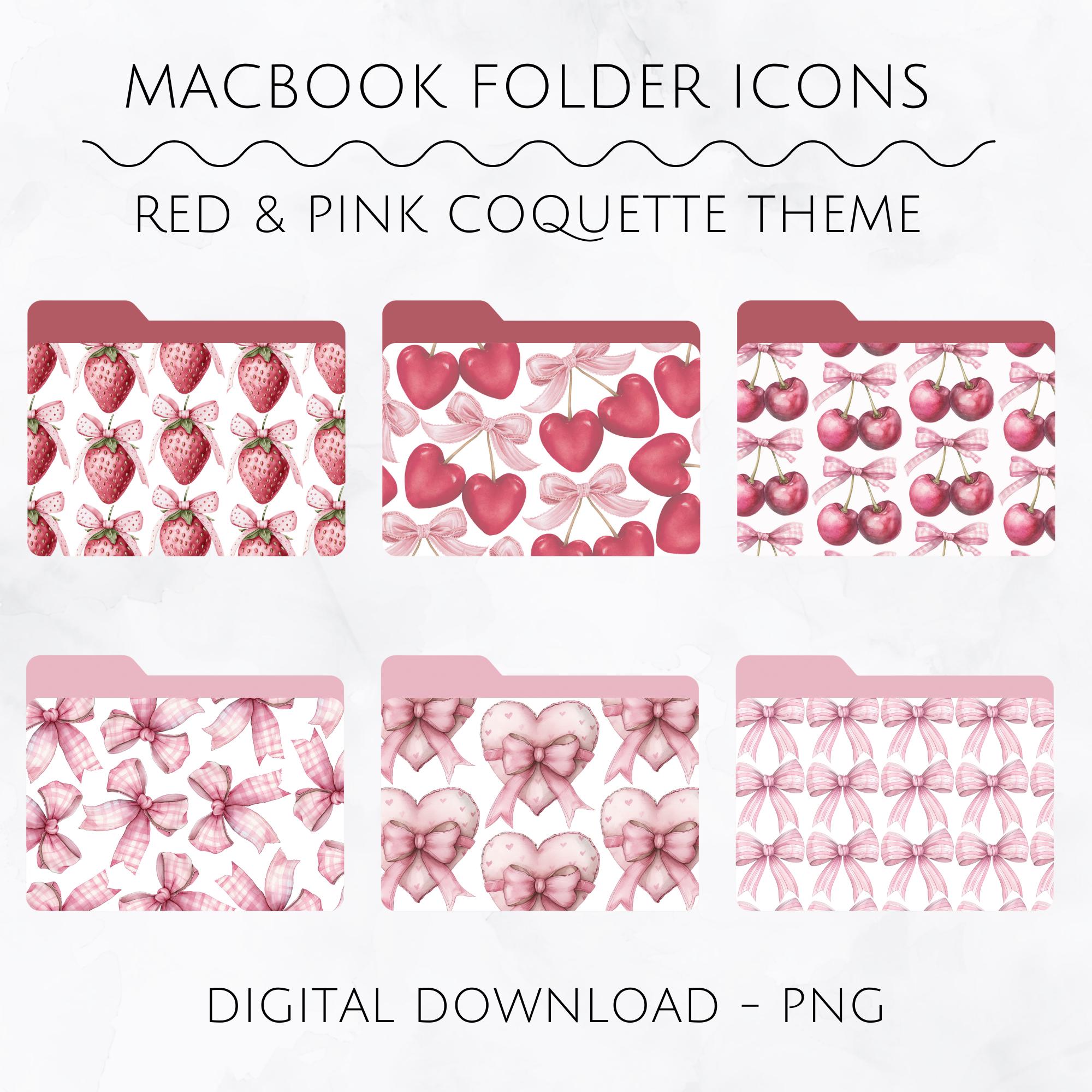 Coquette Desktop Icons for MacBook | Pink MacBook Folder Icons High ...