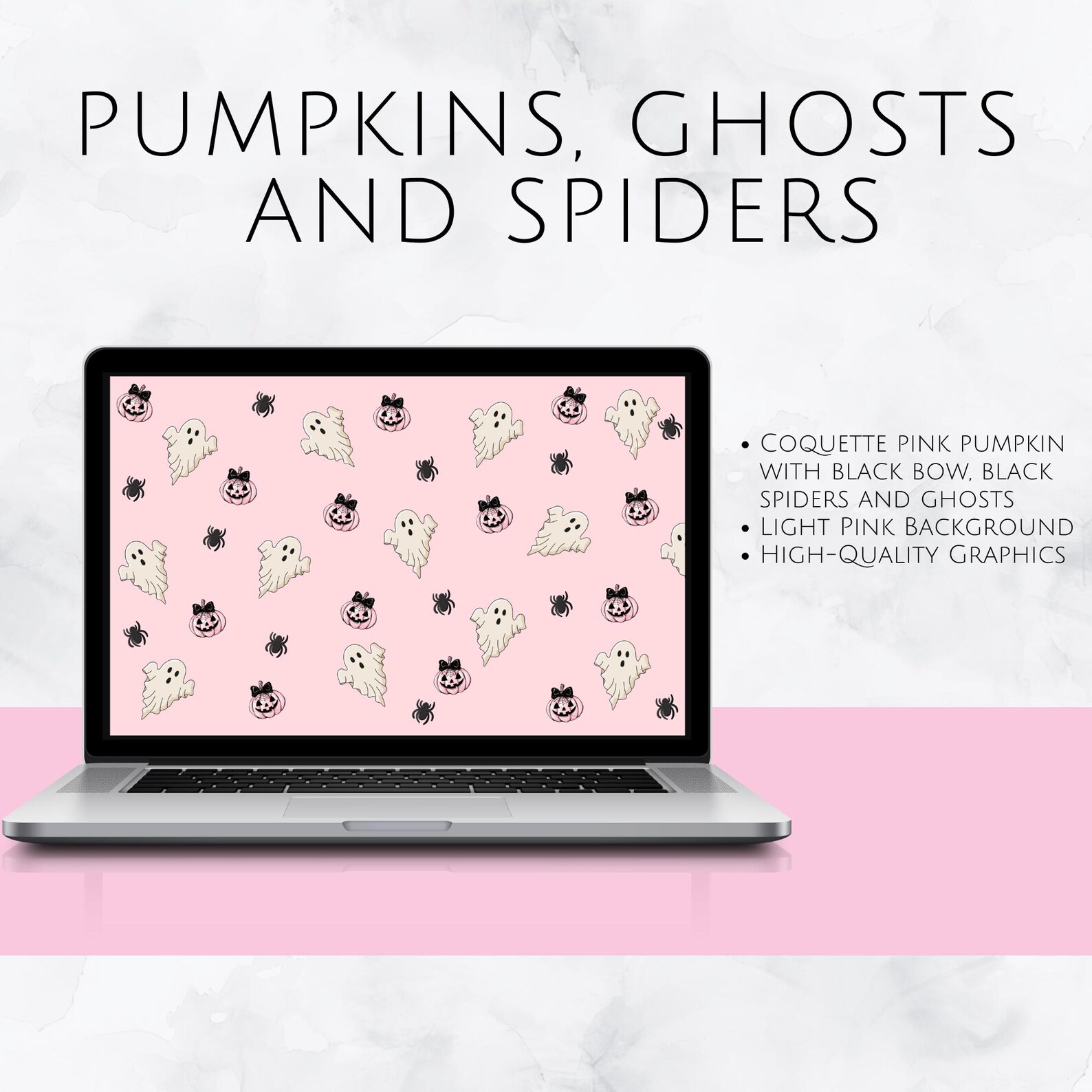 Cute Desktop Set Pink Coquette Halloween Desktop Wallpaper for MacBook ...