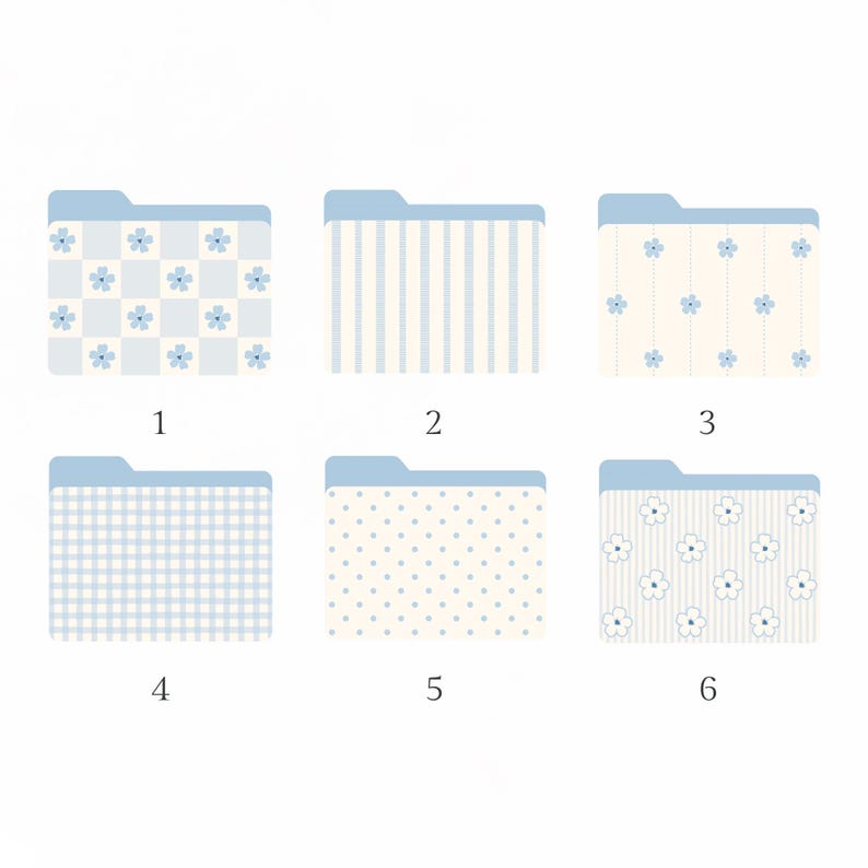 Cute Floral Folder Icon Set | Light Blue Mac Folder Icon Bundle ...