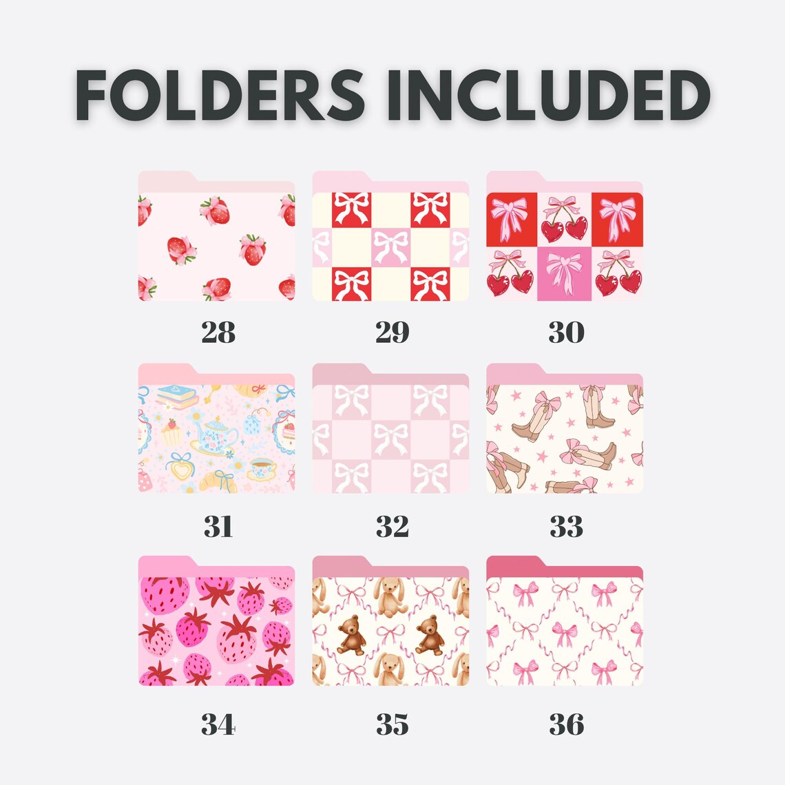 Coquette Desktop Folder Icons for Mac | Pink MacBook Folder Icon Set ...