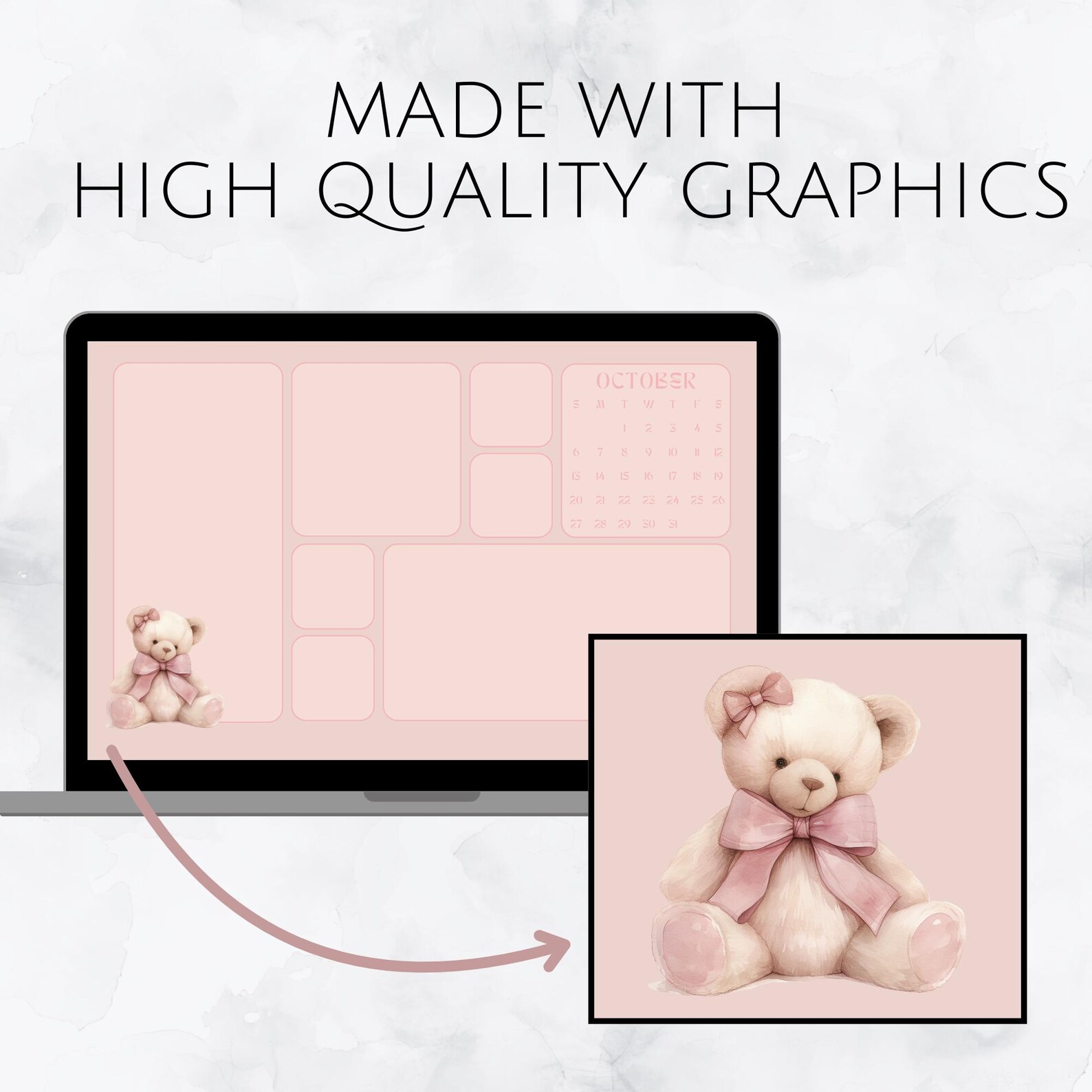 Coquette Cute Desktop Set - 2024 - 2025 Desktop Organizer Wallpaper ...