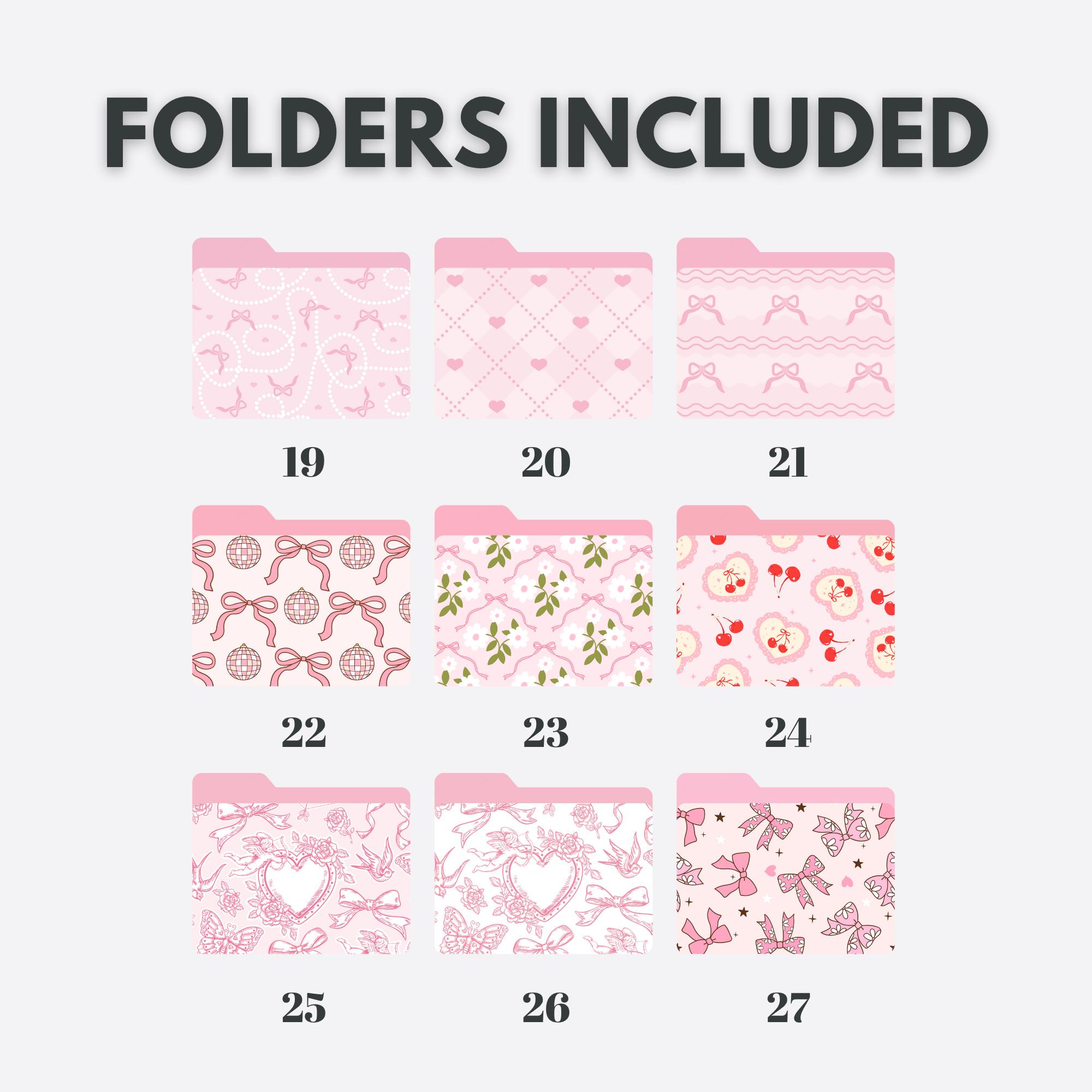 Coquette Desktop Folder Icons for Mac | Pink MacBook Folder Icon Set ...