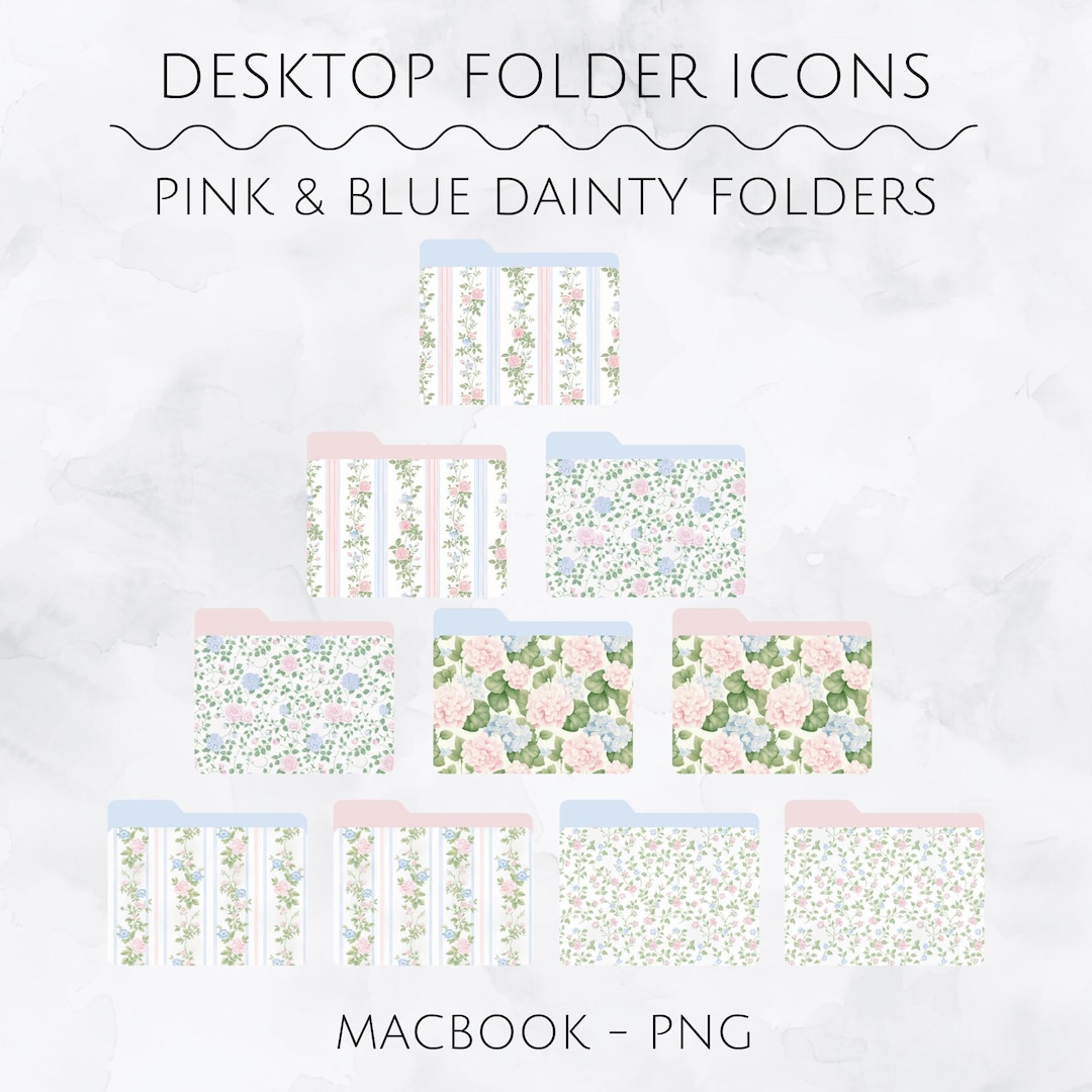Aesthetic Desktop Folder Icons for Mac | Floral MacBook Folder Icon Set ...