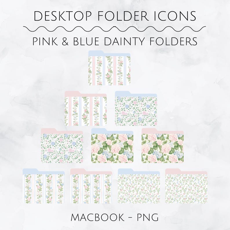 Aesthetic Desktop Folder Icons for Mac | Floral MacBook Folder Icon Set ...
