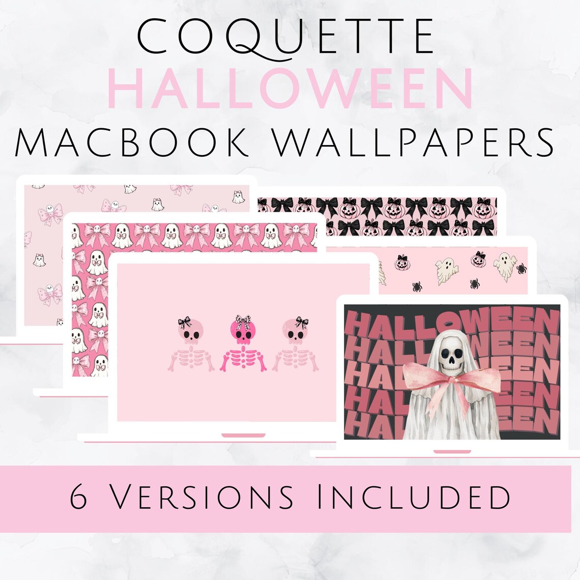 Cute Desktop Set Pink Coquette Halloween Desktop Wallpaper for MacBook ...