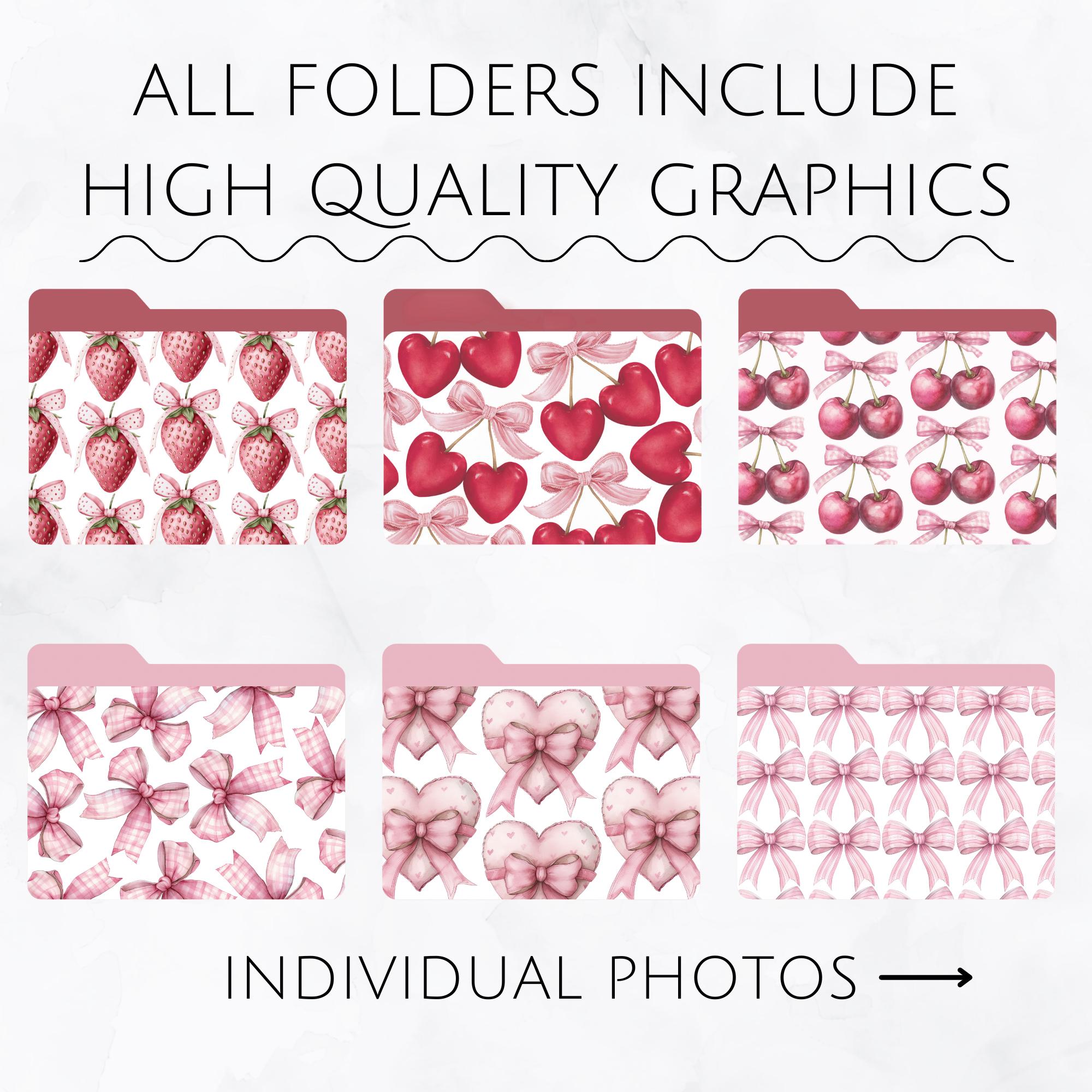 Coquette Desktop Icons for MacBook | Pink MacBook Folder Icons High ...