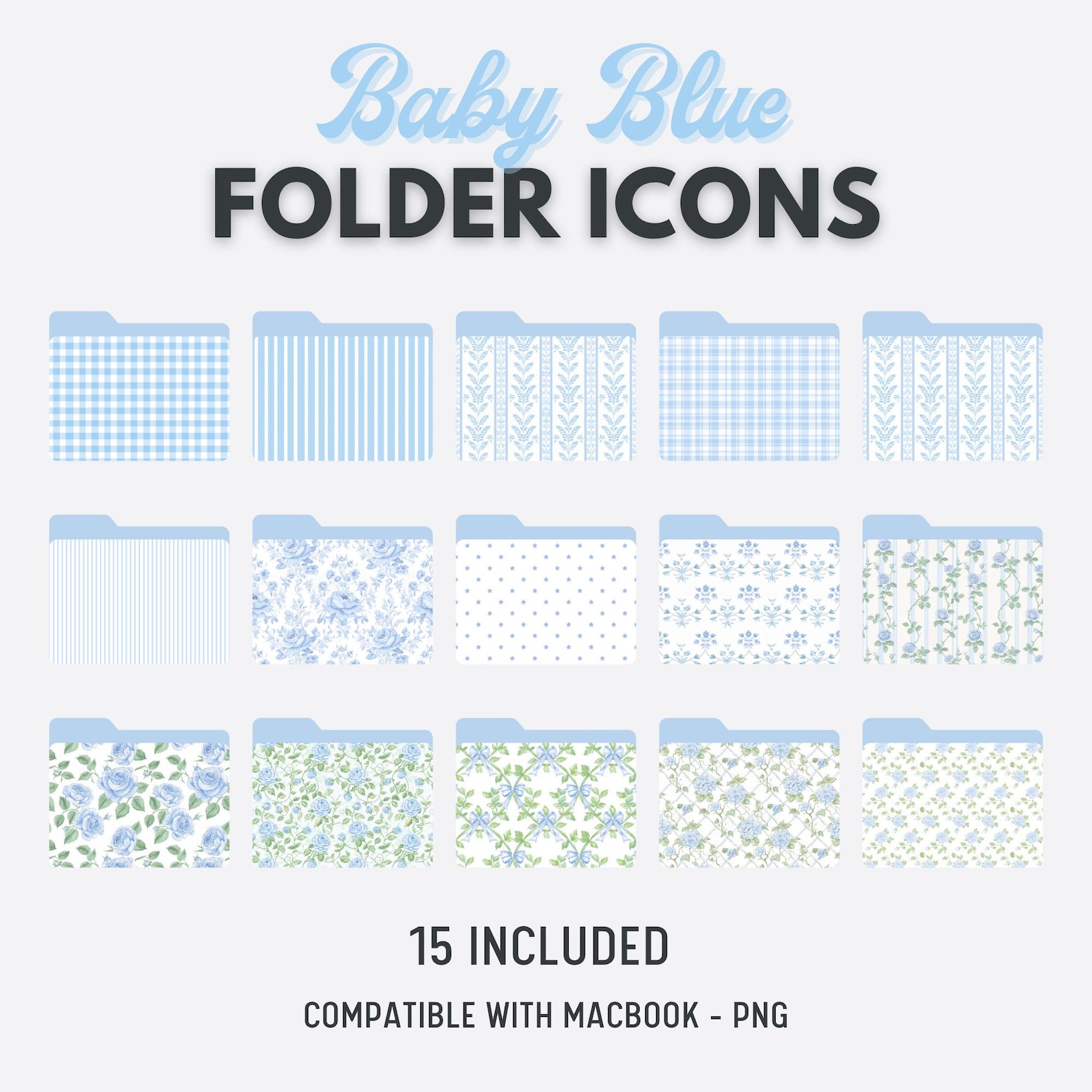 Baby Blue Desktop Folder Icons for MacBook | Aesthetic Blue MacBook ...