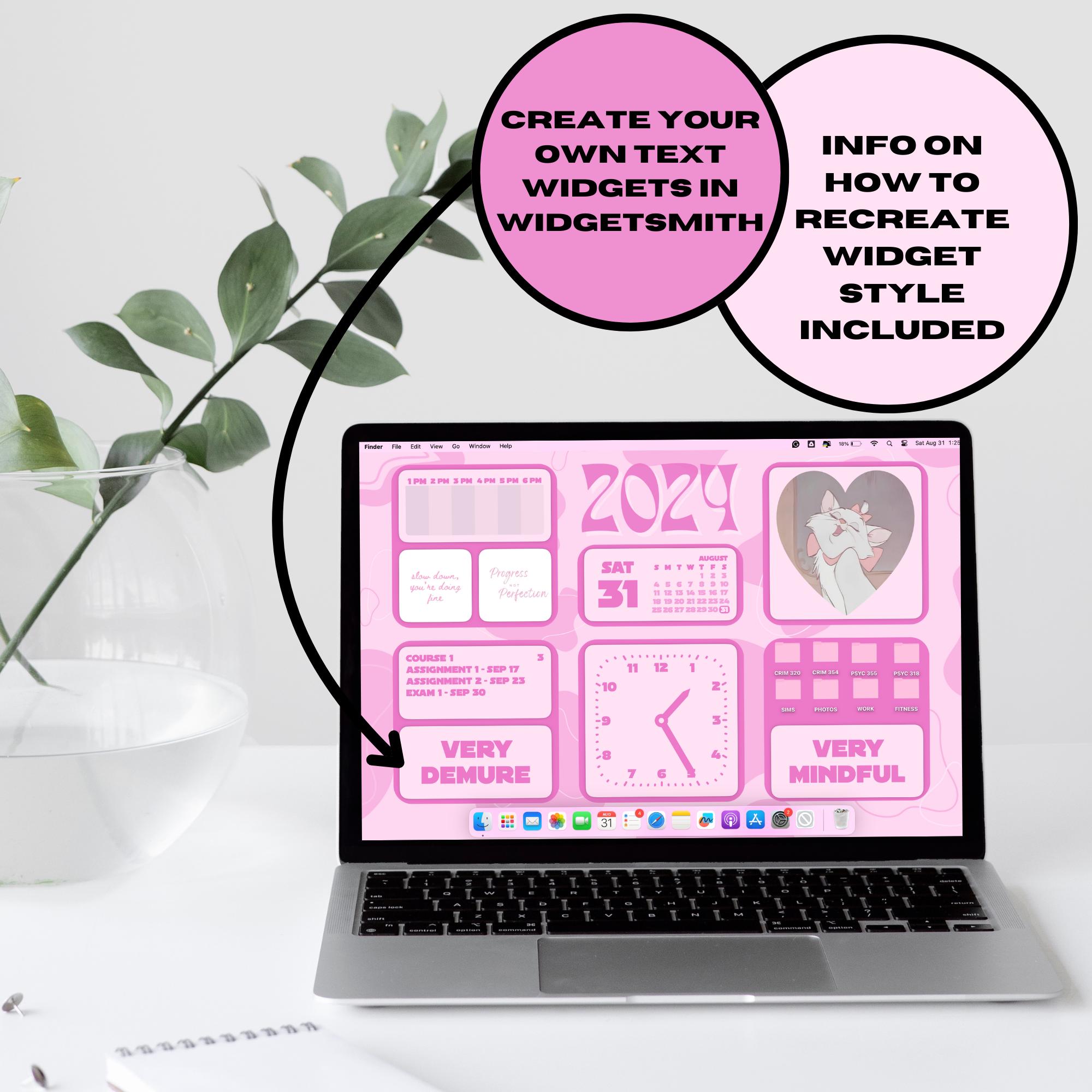 Cute Desktop Set - Aesthetic Pink Desktop Wallpaper Organizer for ...