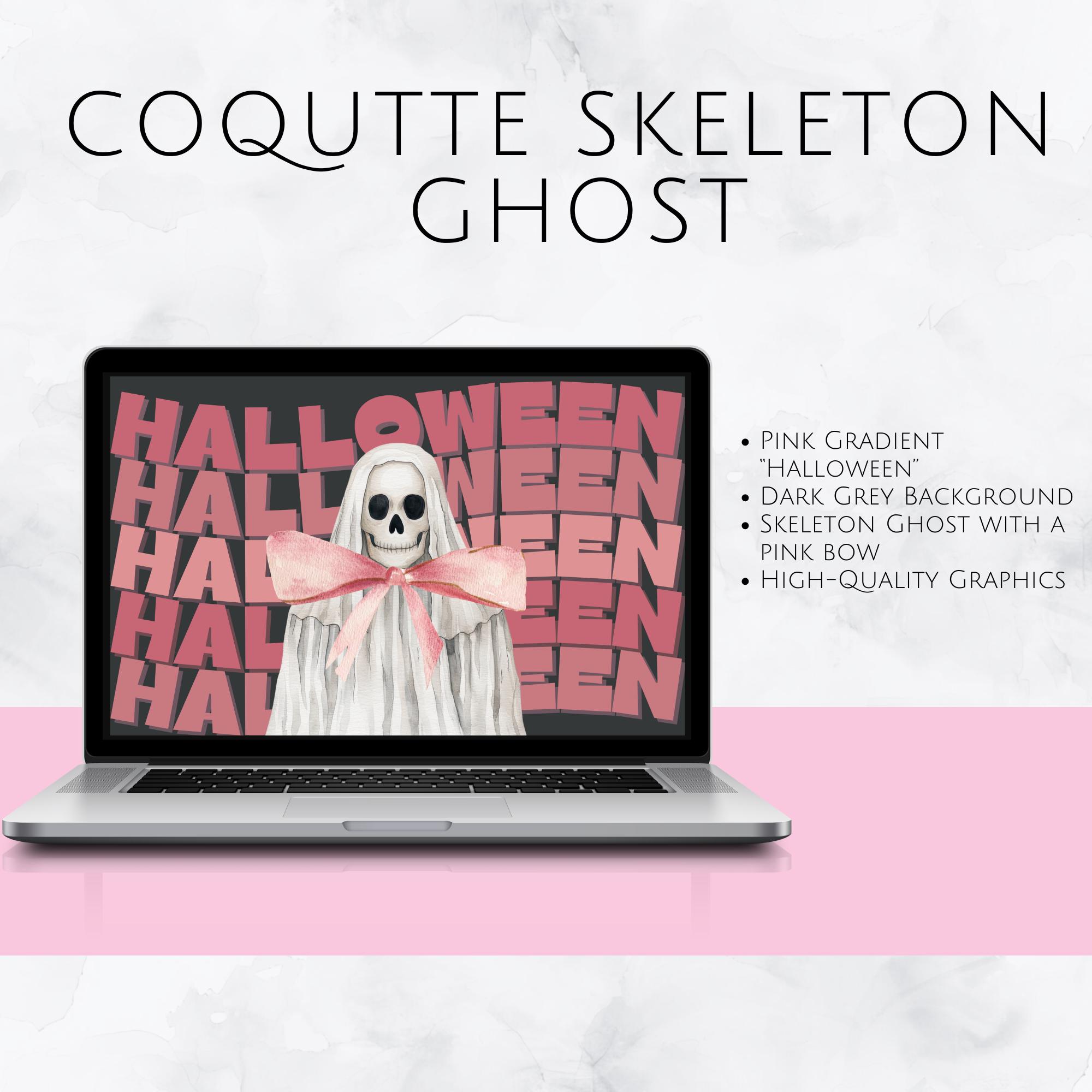 Cute Desktop Set Pink Coquette Halloween Desktop Wallpaper for MacBook ...