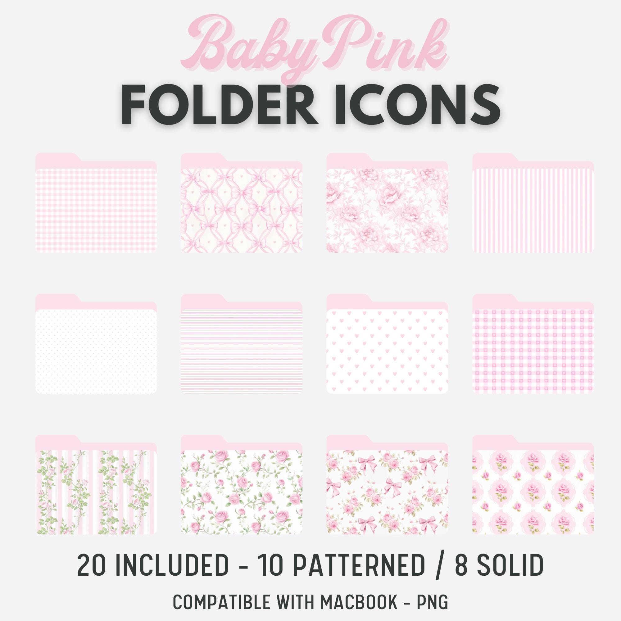 Light Pink Desktop Folder Icons for Mac | Pink MacBook Folder Icon Set ...