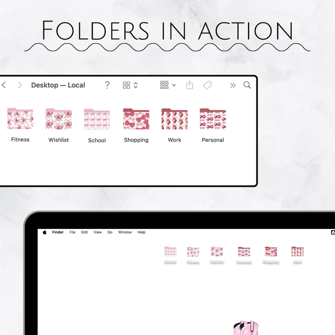 Coquette Desktop Icons for MacBook | Pink MacBook Folder Icons High ...