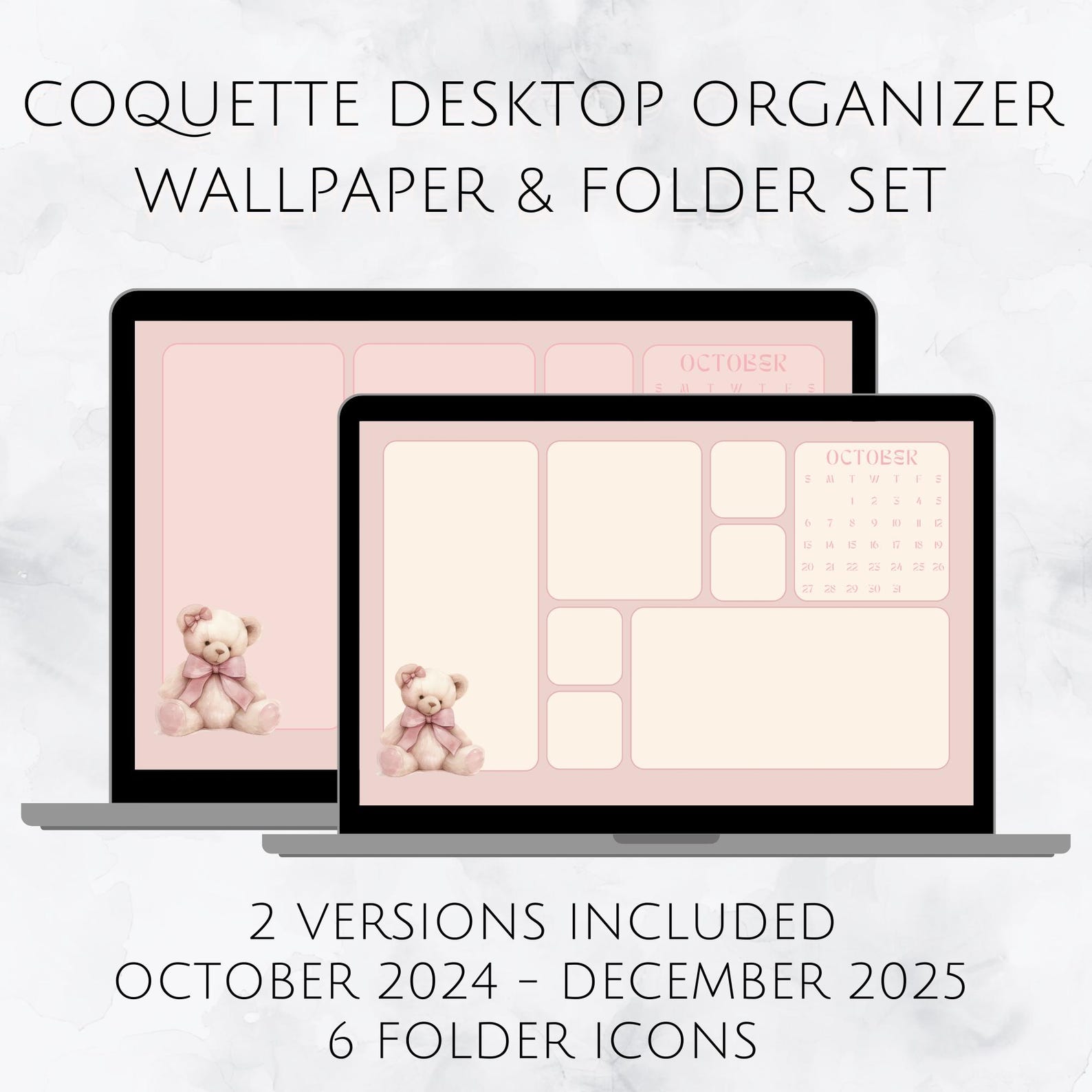 Coquette Cute Desktop Set - 2024 - 2025 Desktop Organizer Wallpaper ...