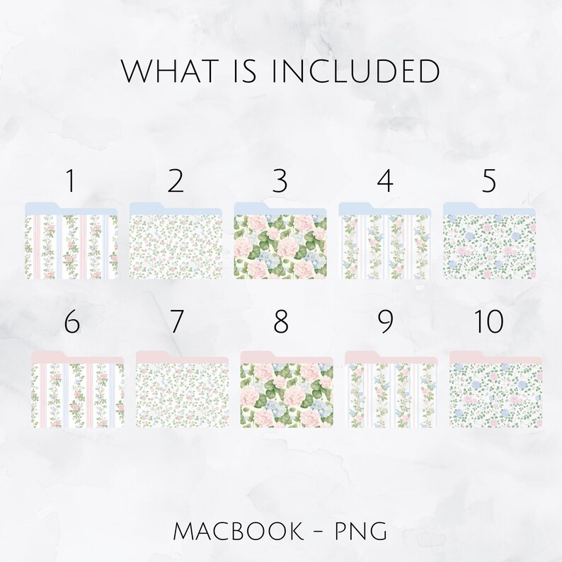 Aesthetic Desktop Folder Icons for Mac | Floral MacBook Folder Icon Set ...